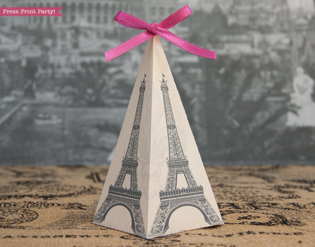Eiffel Tower Favor Box Printable, Pyramid Box, DIY, Paris Party, Paris ...