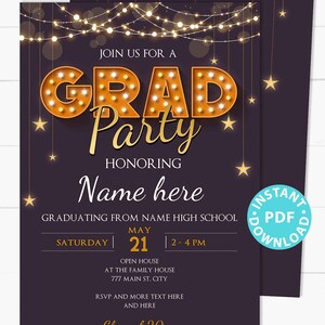 Graduation Party Invitation Template, Class of 2024 High School ...