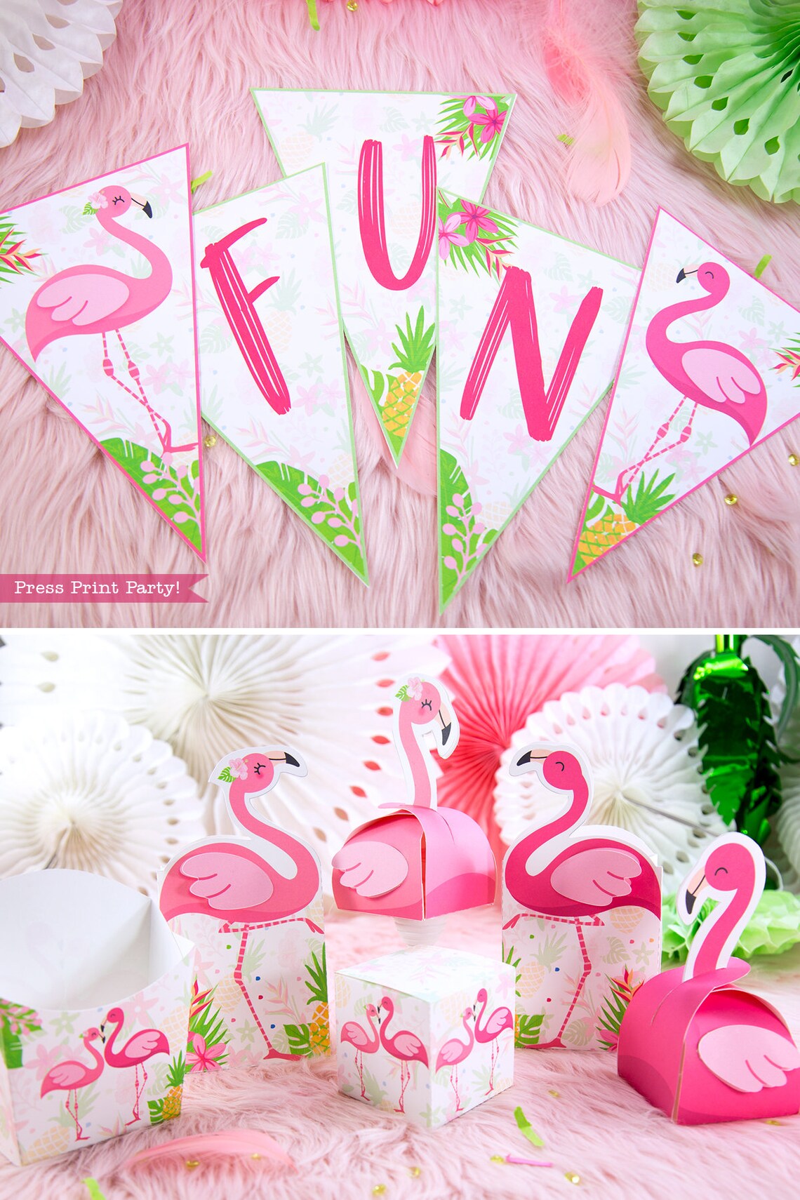Tropical Flamingo Decorations Printable Birthday Party - Etsy