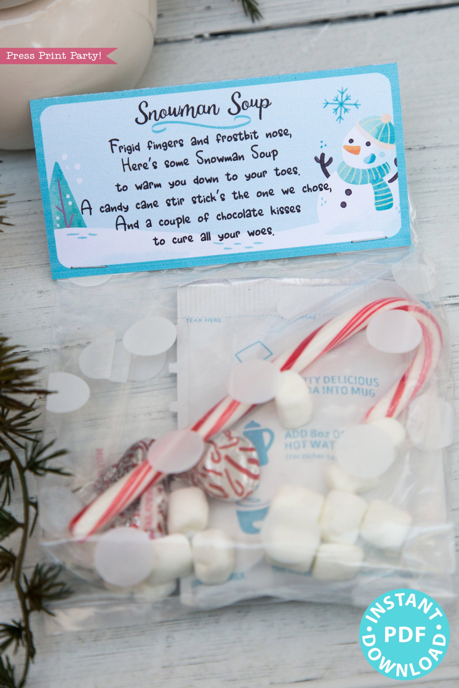 Snowman Soup Printable Treat Bag Topper Template Editable W - Etsy