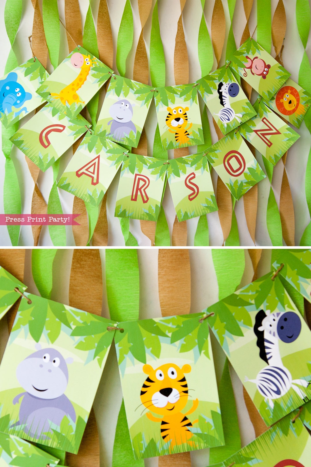 Jungle Safari Banner Printables, Jungle Banner, Safari Banner, Elephant ...