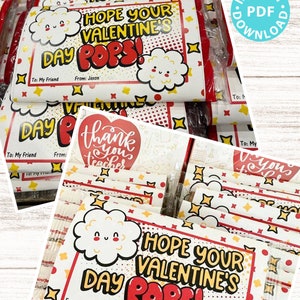 Valentine Popcorn Wrap Printable Personalized Popcorn Bags Kids ...