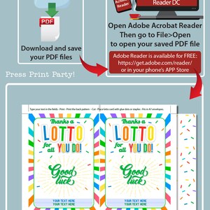 Lottery Ticket Holder, Thanks a Lotto for All You Do Card Printable ...