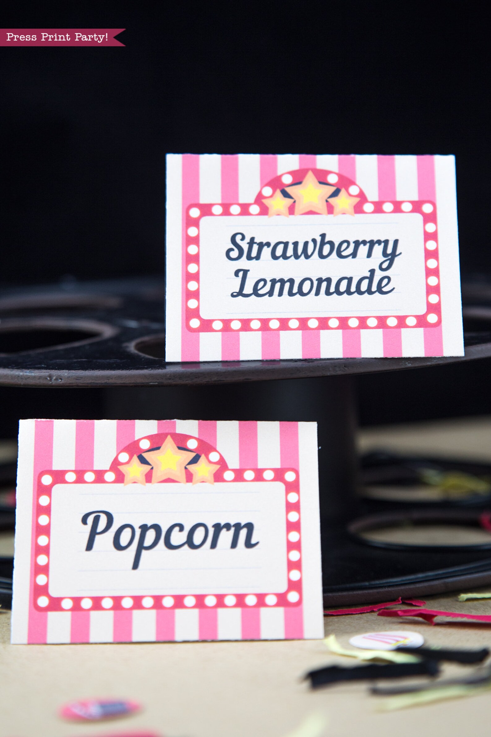 Movie Night Food Labels Printables Movie Night Place Cards. | Etsy