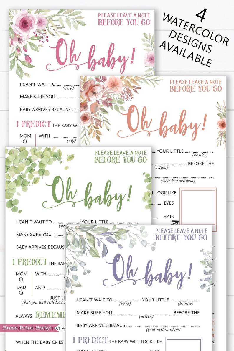 Baby Advice Card Baby Shower Printable Game Eucalyptus | Etsy