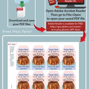 Bundt Cake Tag, Thank You Gift Tag Printable, Editable, Teacher ...