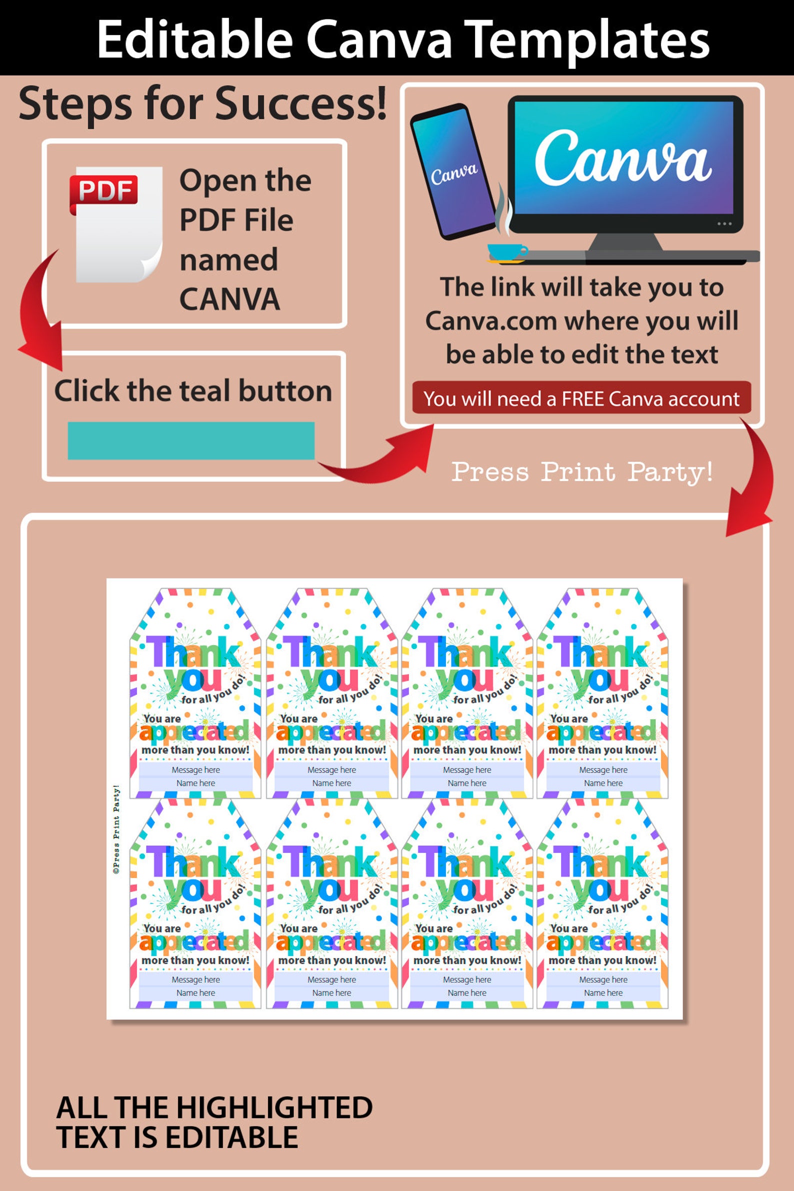 Teacher Appreciation Gift Tag Printable Staff Appreciation - Etsy