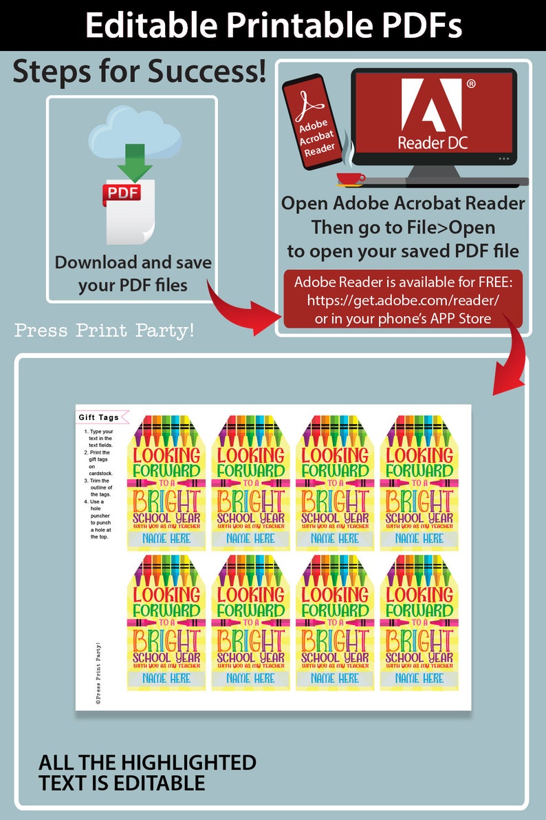 EDITABLE Back to School Teacher Gift Tags Printable First Day - Etsy