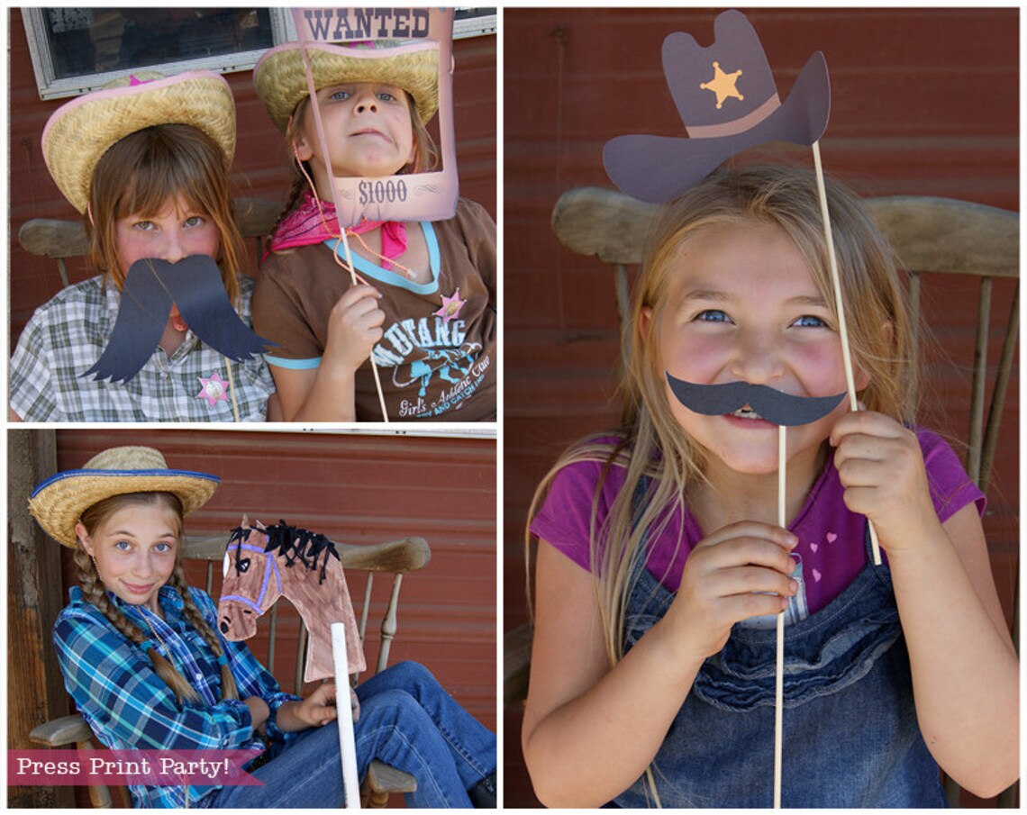 Western Photo Booth Props, Cowboy and Cowgirl, Wild West Photo Props ...