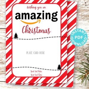 EDITABLE Amazon Gift Card Holder Christmas Printable Template, 5"x7 ...