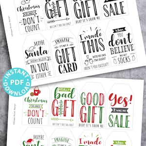 80 Humorous Holiday Gift Tags Printable Funny Christmas Gift Tag White ...