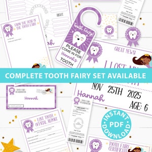 Baby Teeth Chart With the Tooth Fairy Printable, Purple Lost Tooth ...