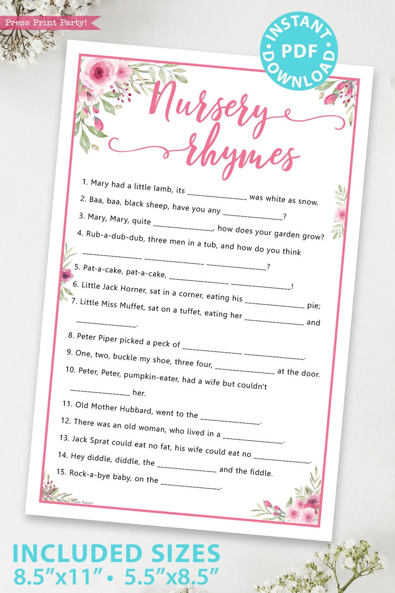 Virtual Baby Shower Games Printable Bundle Pink Flowers - Etsy