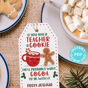 EDITABLE Christmas Teacher Appreciation Gift Tags Printable for Cookies ...