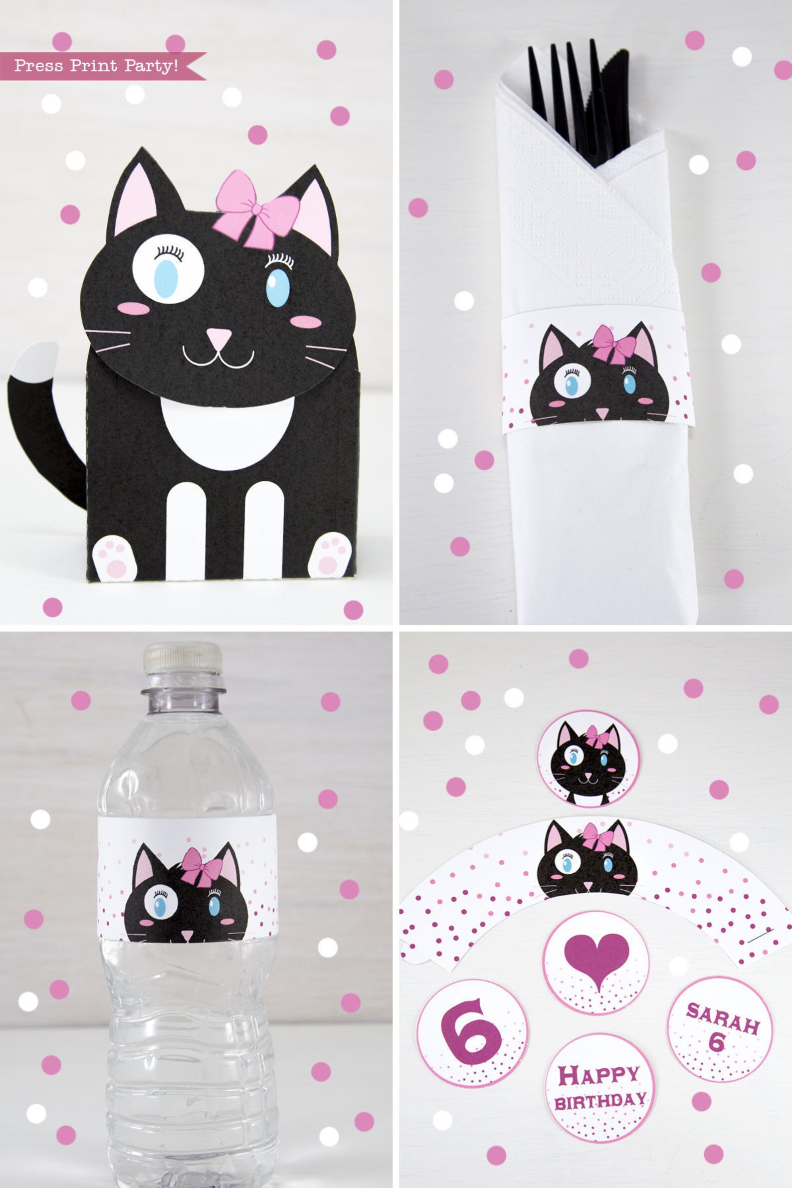 Kitten Party Printables Cat Party Decorations Cat birthday | Etsy