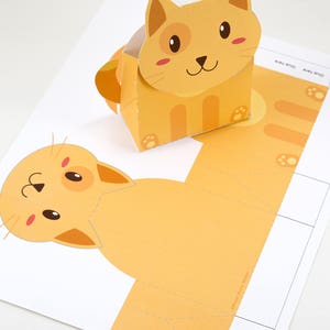 Cat Favor Box Printable, Cat Party Birthday Decoration, DIY Kitten ...