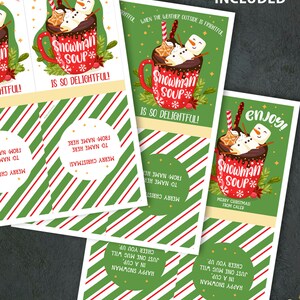 Snowman Soup Labels Printable Small Holiday Gift for Kids Stocking ...