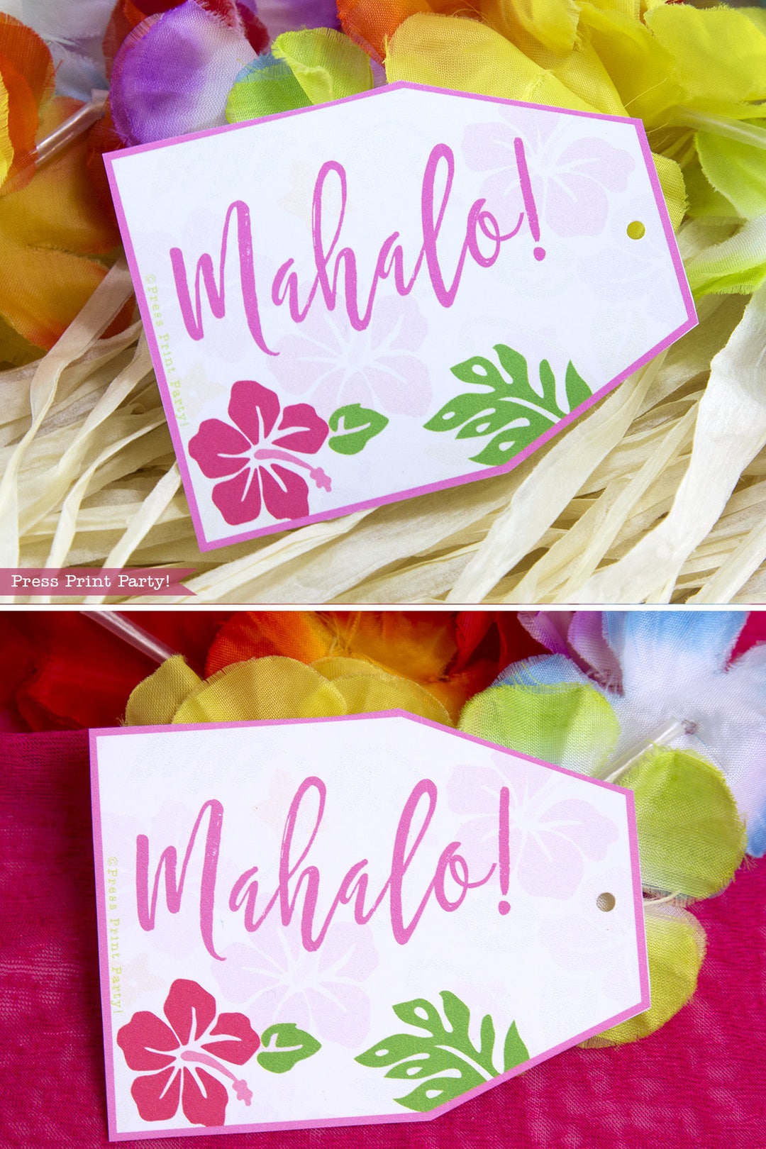 Luau Favor Tags, Hawaiian Favor Tags, Luau Party Supplies, Luau ...