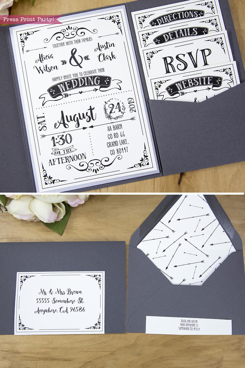 Wedding Invitation Template Printable Set, Wedding Invitation Suite ...