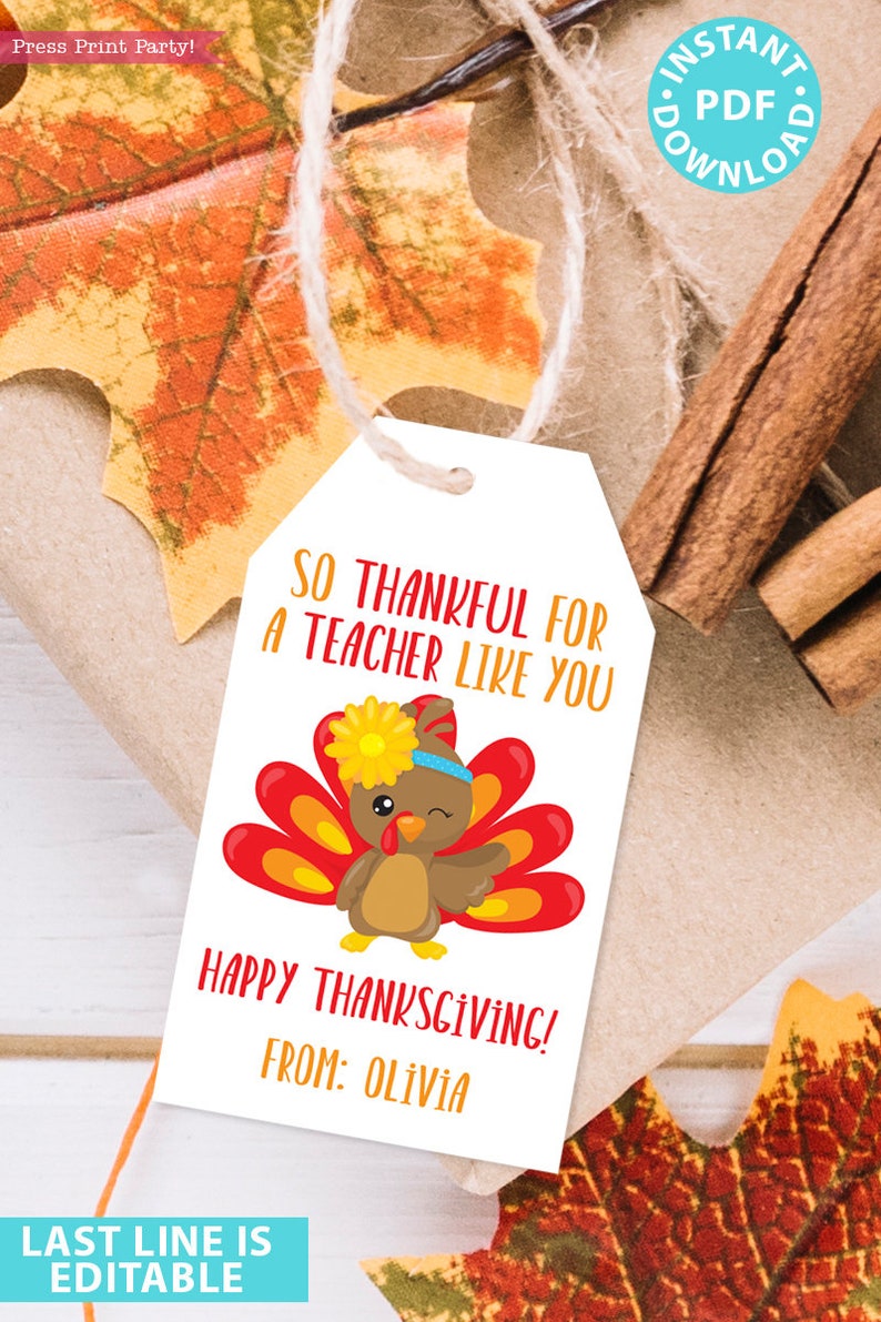 EDITABLE Thanksgiving Tags for Teacher Printable Template, for Kids Boy ...