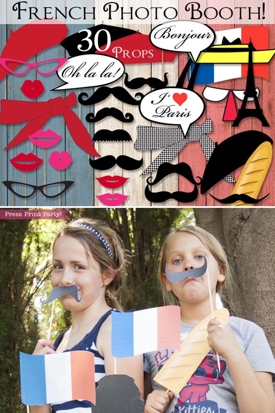 Paris Photo Booth Props Printables Paris Party Props Paris - Etsy