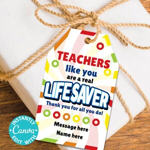 Lifesaver Thank You Gift Tags Printable Teacher Appreciation Week Nurse ...
