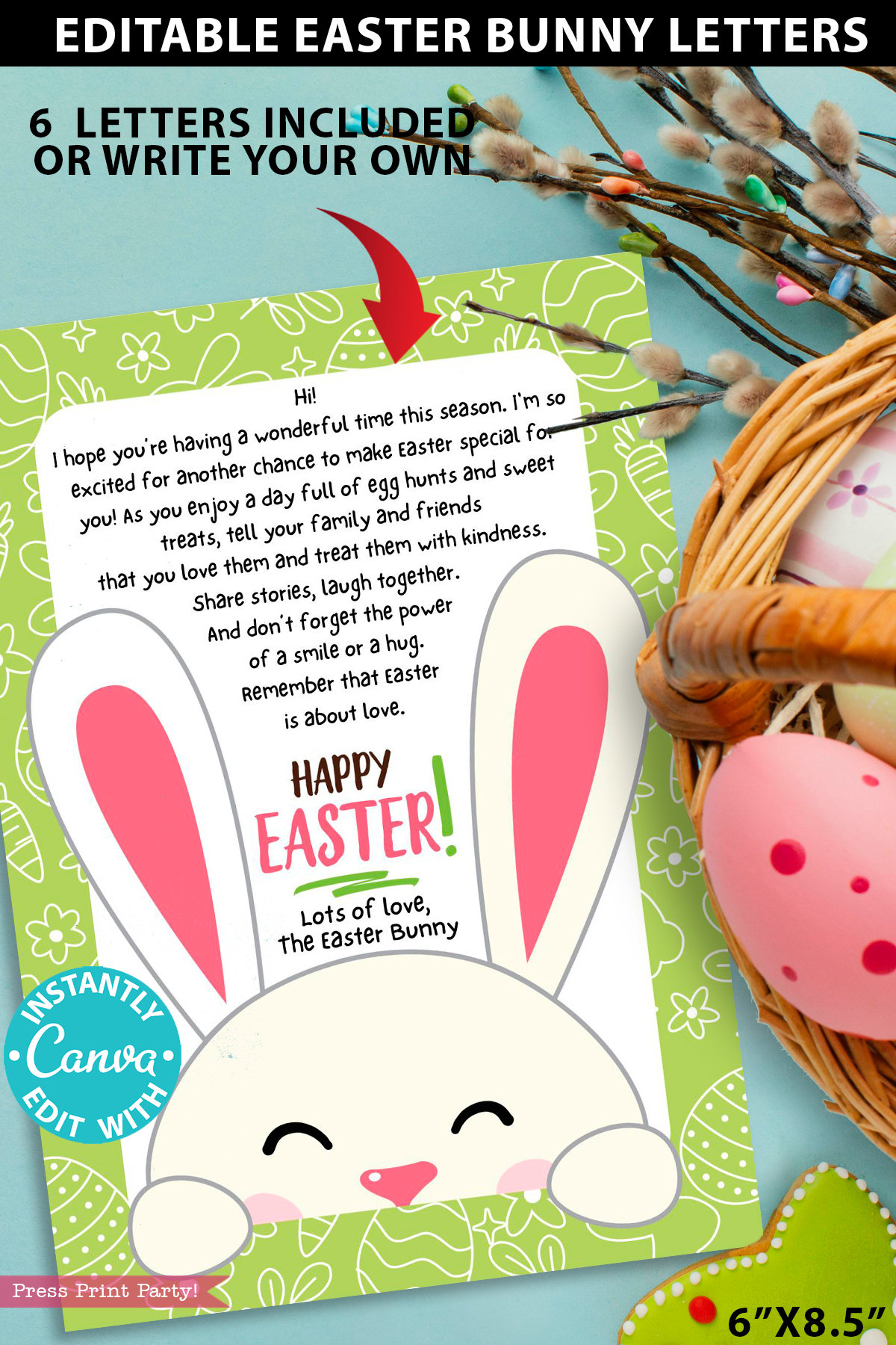 EDITABLE Easter Bunny Letter Printable, Easter Bunny Note, Letter From ...