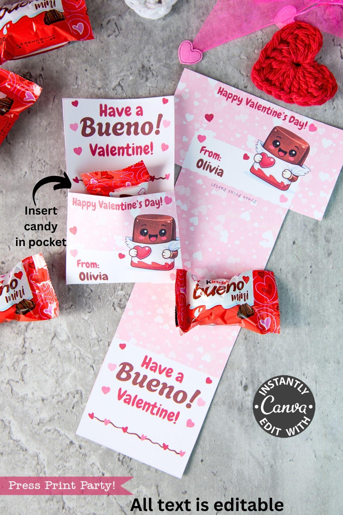 Have a Bueno Valentine Cards Printable, Editable Candy Holder Tags, I ...