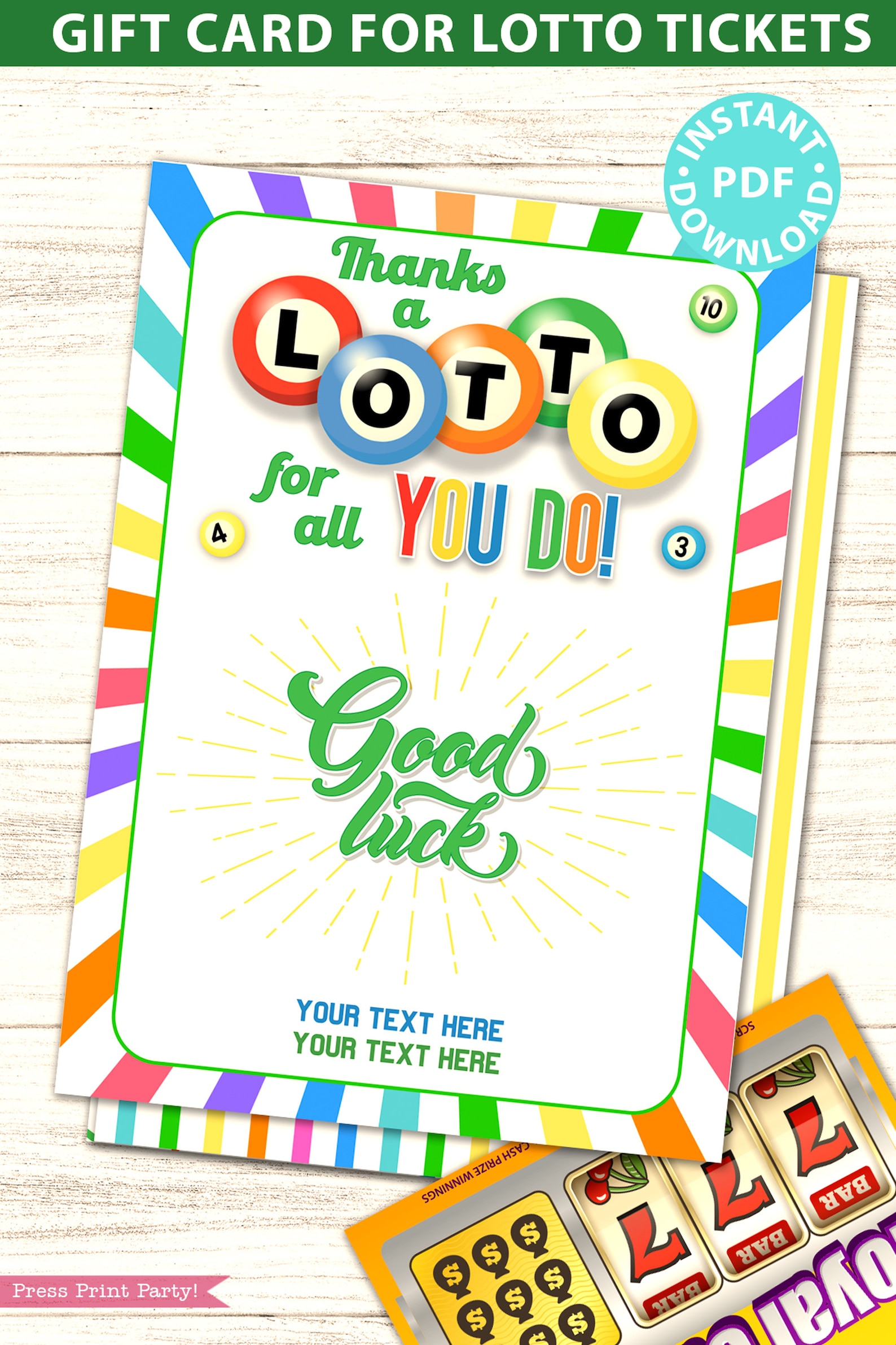 Lottery Ticket Holder, Thanks a Lotto for All You Do Card Printable, 2 ...