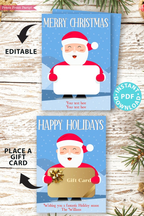 EDITABLE Christmas Gift Card Holder Printable Template, 5"x7", Merry ...