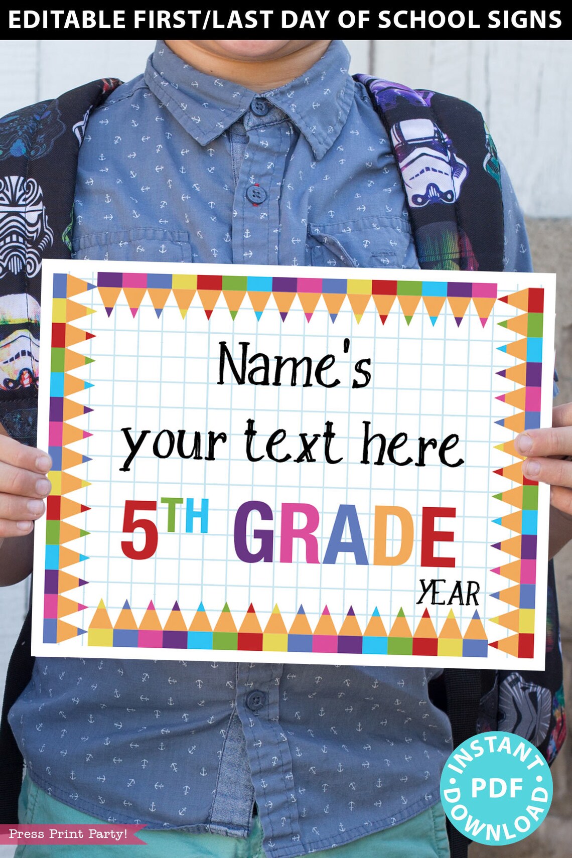 Editable First Day of School Sign Printable Last Day of | Etsy