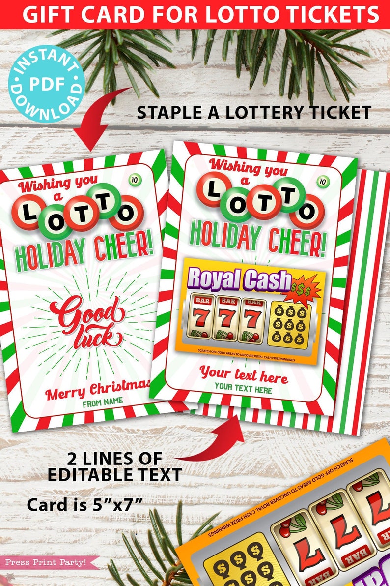 Christmas Lottery Ticket Holder Wishing You a Lotto Holiday Cheer Lotto ...