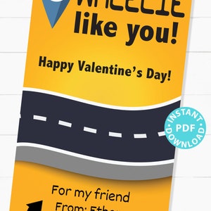 Toy Car Valentine Card Printable, I Wheelie Like You, Kids Valentines ...