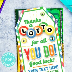 Thanks a Lotto for All You Do Gift Tag Printable, 2 Lines of Editable ...