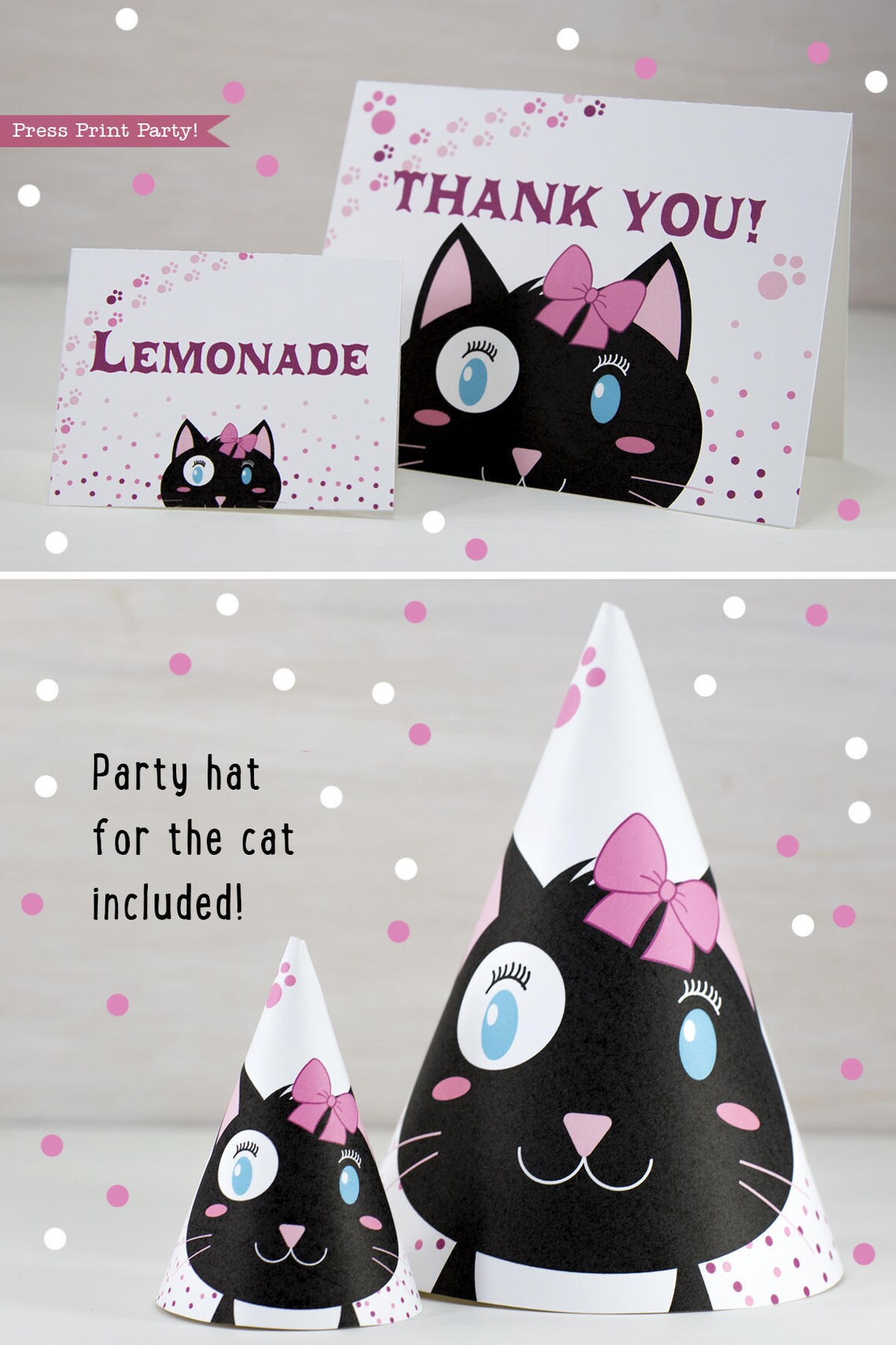 Kitten Party Printables Cat Party Decorations Cat birthday | Etsy