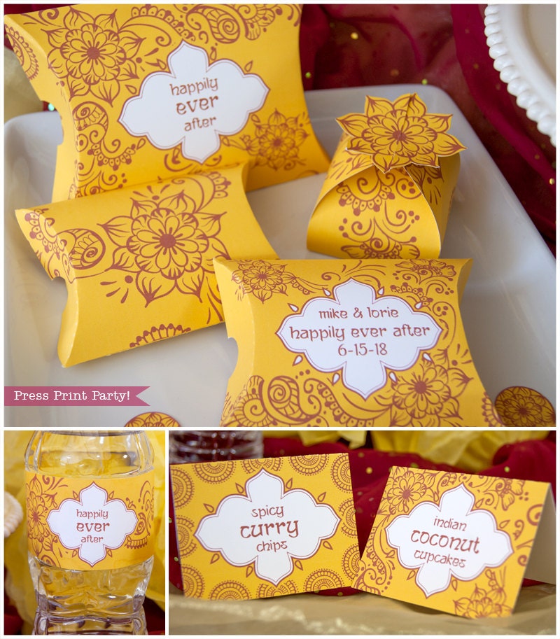 Bolywood Party, Indian Party Printables, Red and Yellow, Indian Wedding ...
