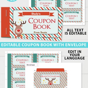 EDITABLE Christmas Coupon Book Printable Template, for Kids Gift Idea ...