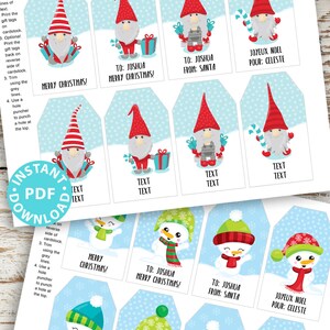 24 Kids Christmas Gift Tags Printable Editable Snowman Christmas ...
