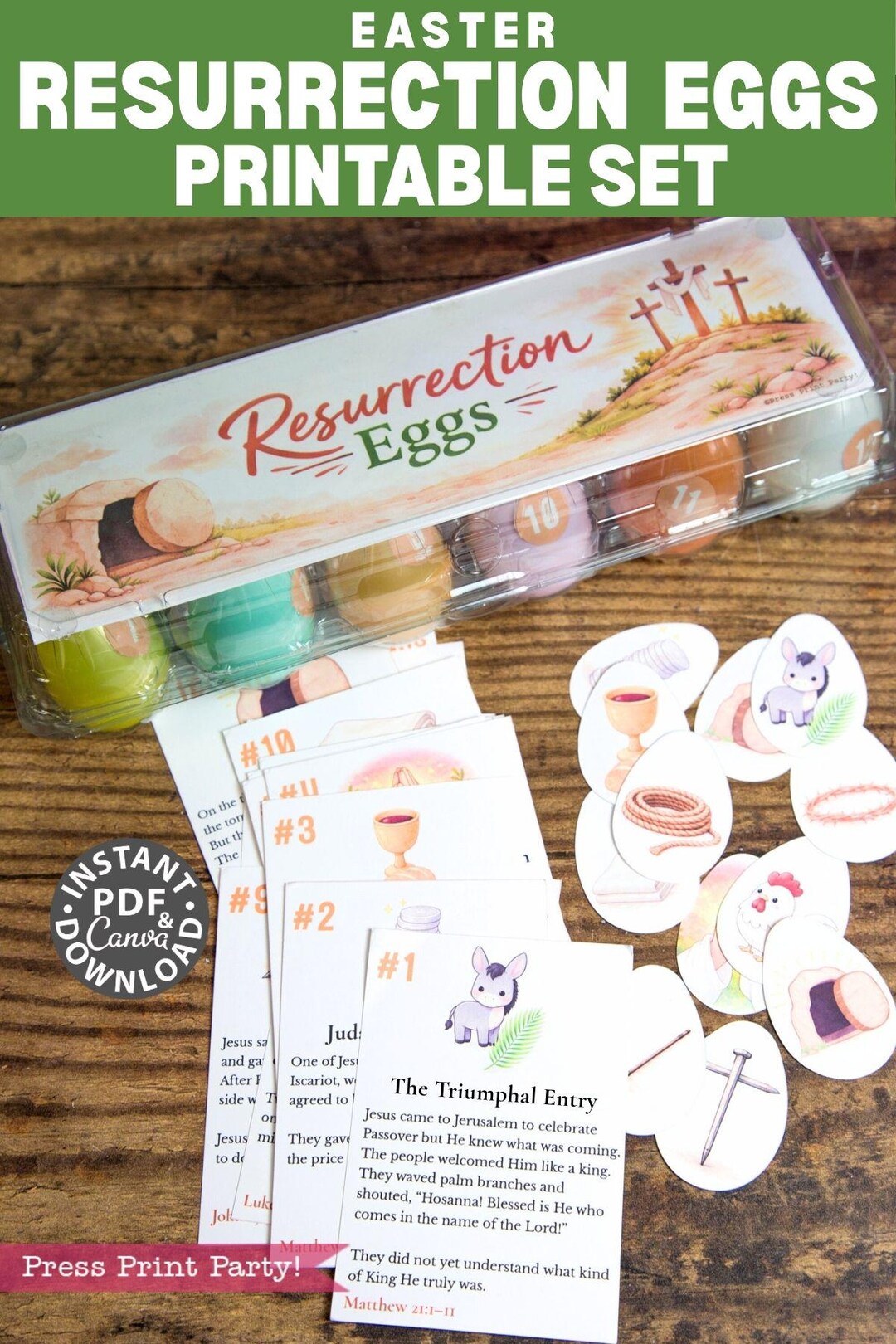 Easter Resurrection Eggs Printable Set, Christian Bible Story Activity ...