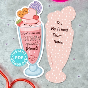 Crazy Straw Valentines Cards Printable, Ex Straw Special Friend, EDIT ...