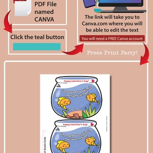 Goldfish Valentine Card Printable Fishy Crackers Personalized Classroom ...