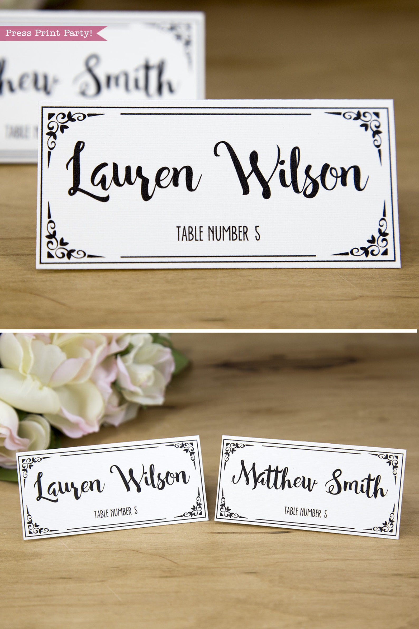 Wedding Place Cards Printable, W Table Numbers, Vintage Rustic, Place ...