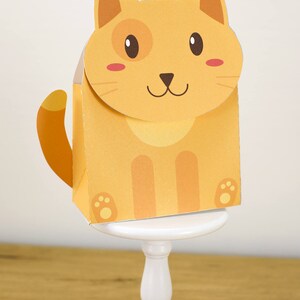 Cat Favor Box Printable, Cat Party Birthday Decoration, DIY Kitten ...