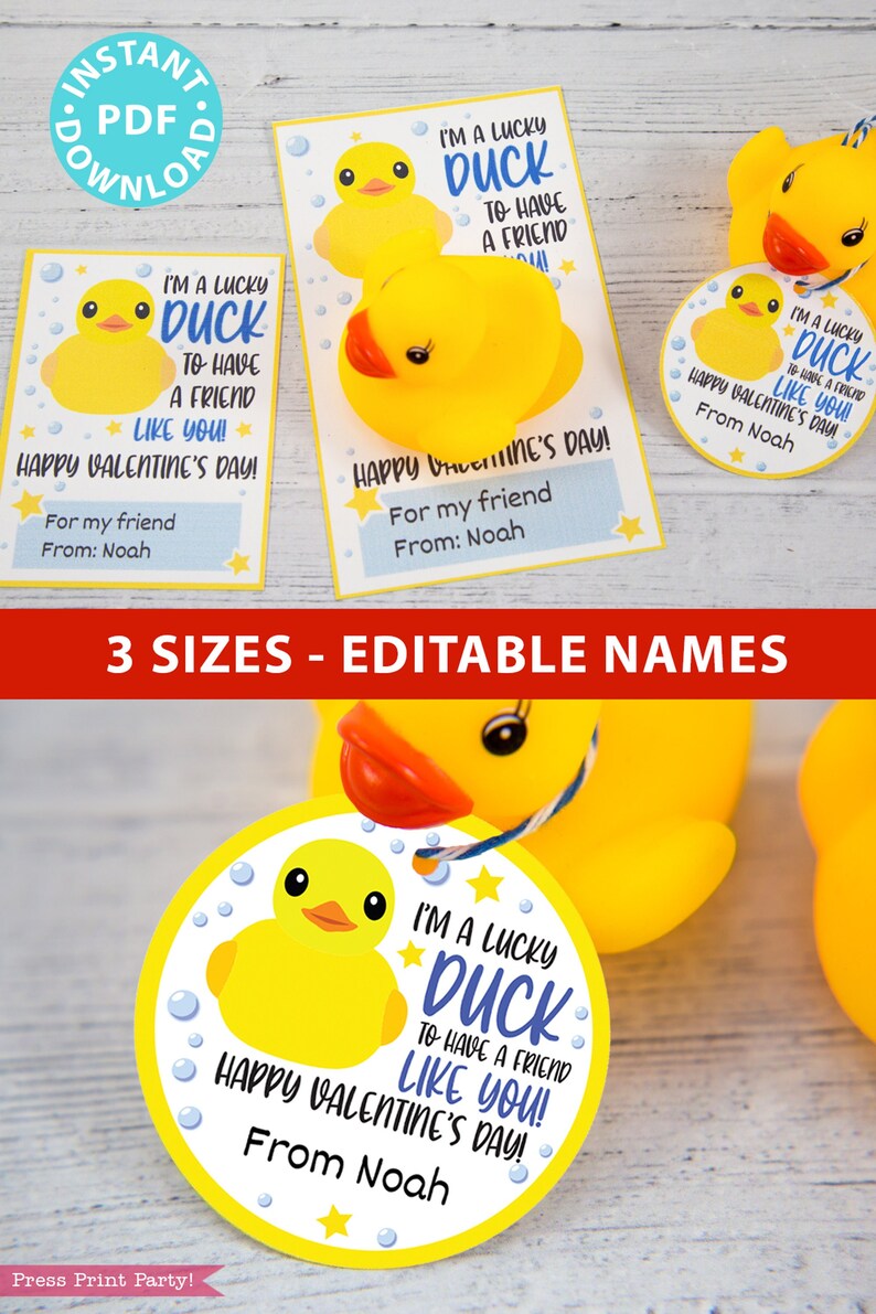 I'm a Lucky Duck to Have a Friend Like You Kids Valentine - Etsy