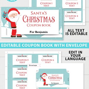 EDITABLE Christmas Coupon Book Printable Template, From Santa Gift Idea ...