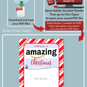 EDITABLE Amazon Gift Card Holder Christmas Printable Template, 5"x7 ...