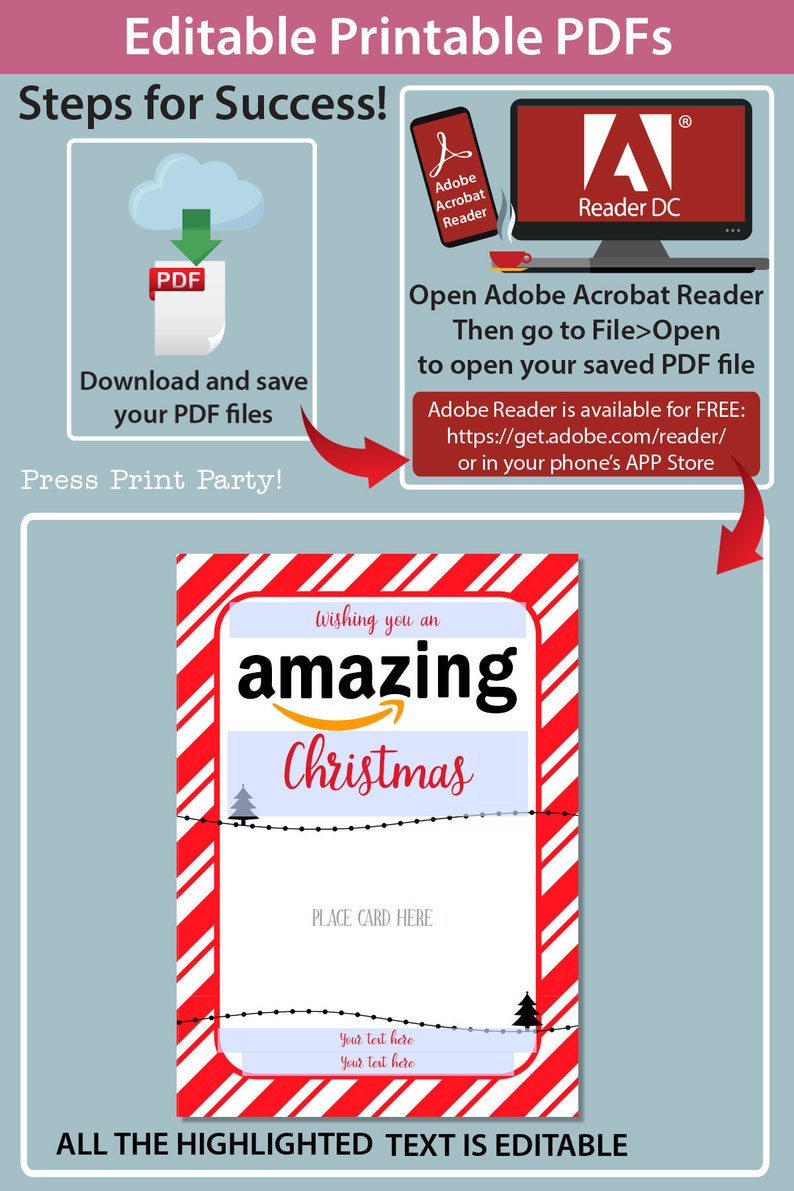 EDITABLE Amazon Gift Card Holder Christmas Printable Template | Etsy