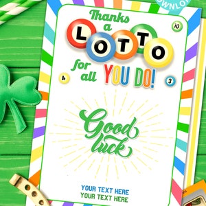 Lottery Ticket Holder, Thanks a Lotto for All You Do Card Printable, 2 ...