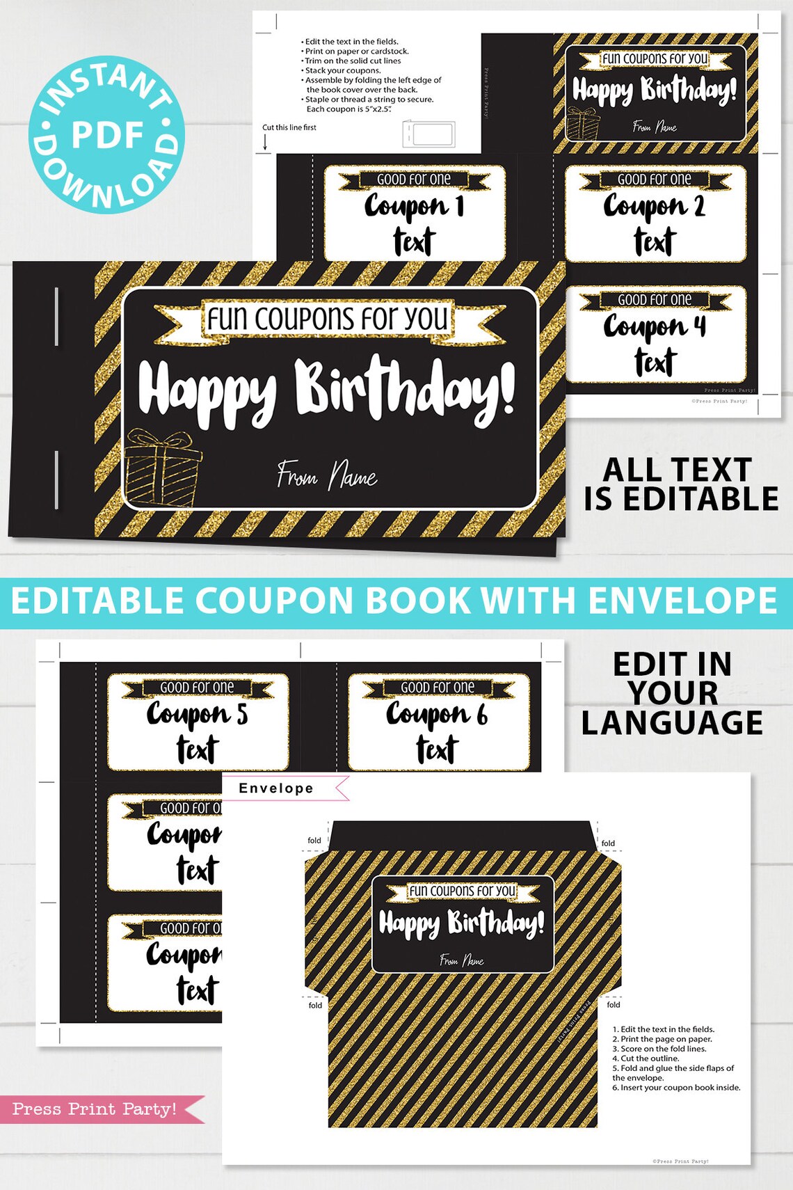 Editable Coupon Book Template Printable Birthday Gift Idea - Etsy