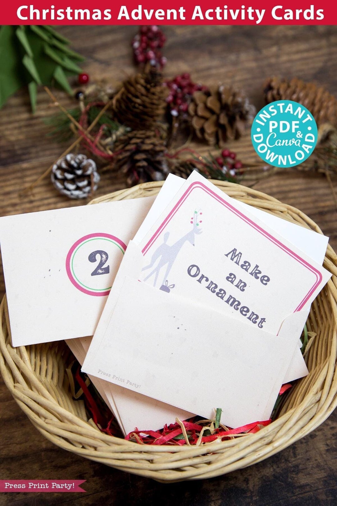 Advent Calendar Cards Printable Editable Blank Kids Advent Card ...